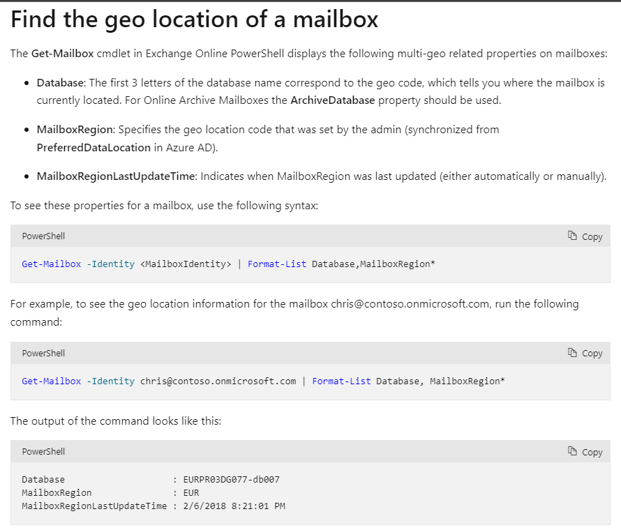 Mailbox databases Exchange Online - Microsoft Q&A
