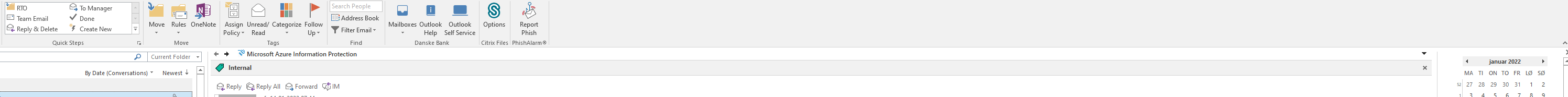 MS AIP toolbar shown in Outlook - Microsoft Q&A