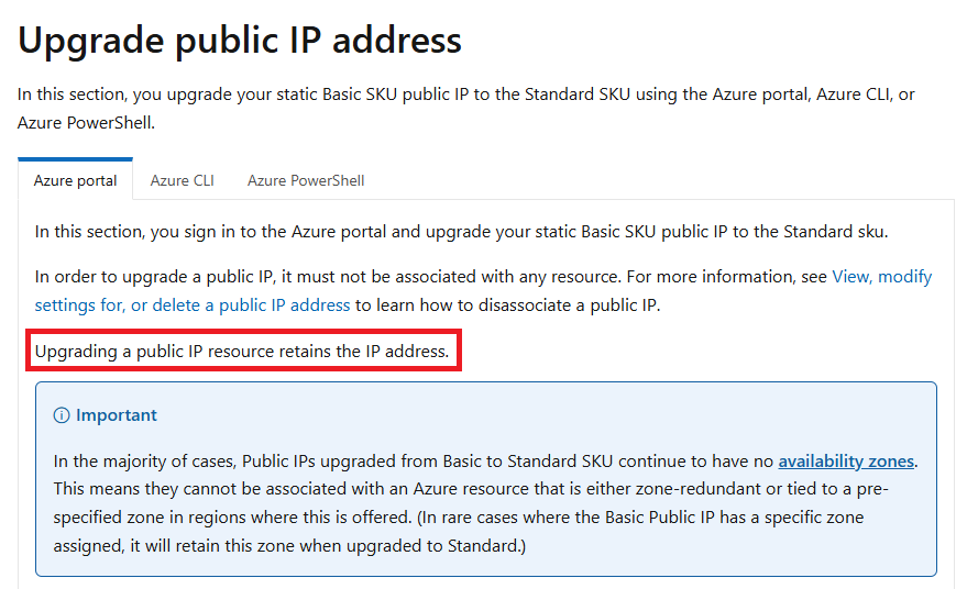 Upgrade to Standard SKU public IP address - Microsoft Q&A