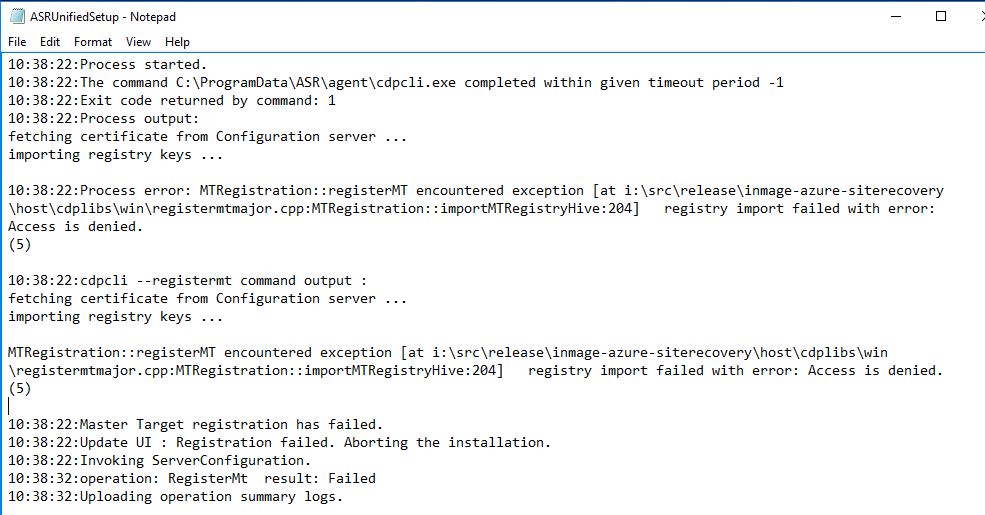 Azure Site Recovery Installation Failed At Registering With Site azure-site-recovery-installation-failed-at-registering-with-site