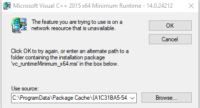 Failed Install microsoft visual c++ 2015 (x64) redistributable update 3 ...