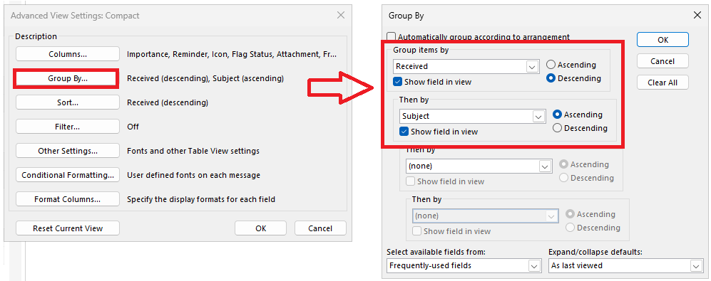 How do I sort outlook by subject but have new emails pop up at the top ...