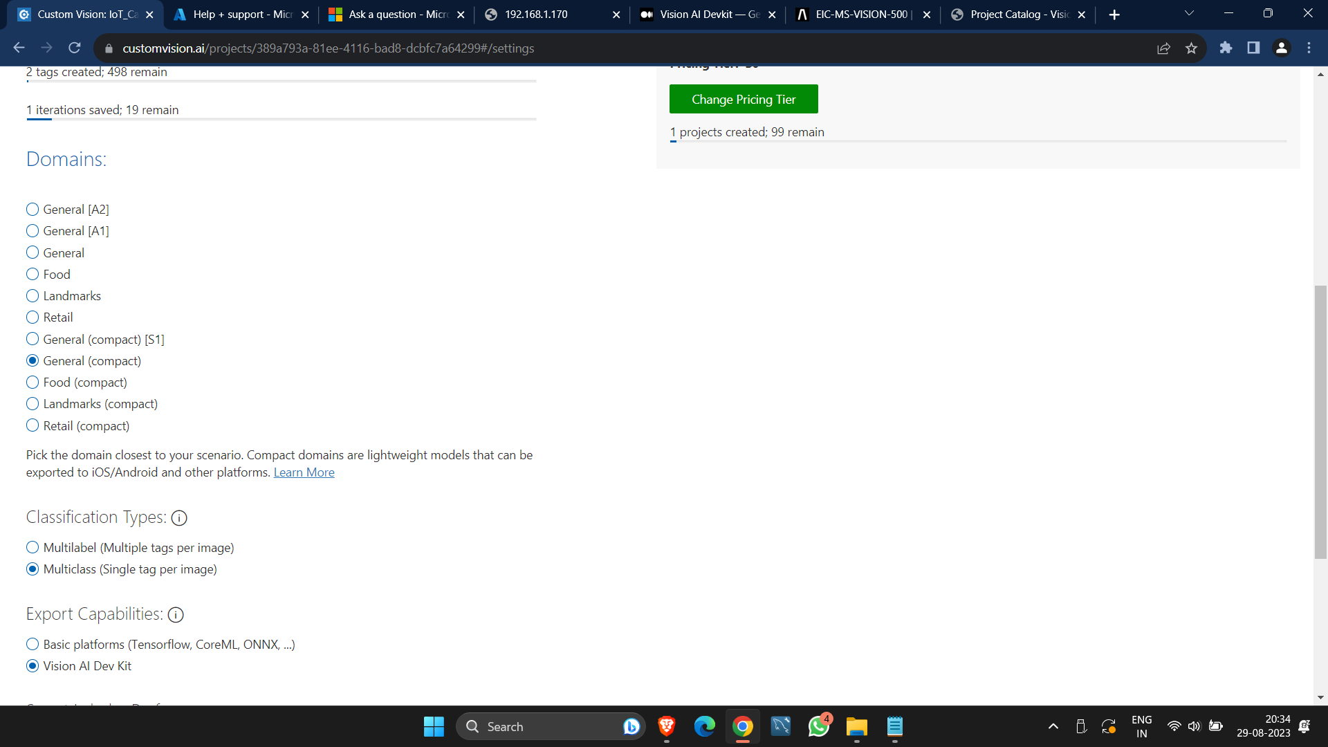 Model export from custom vision ai to vision ai devkit failed ...