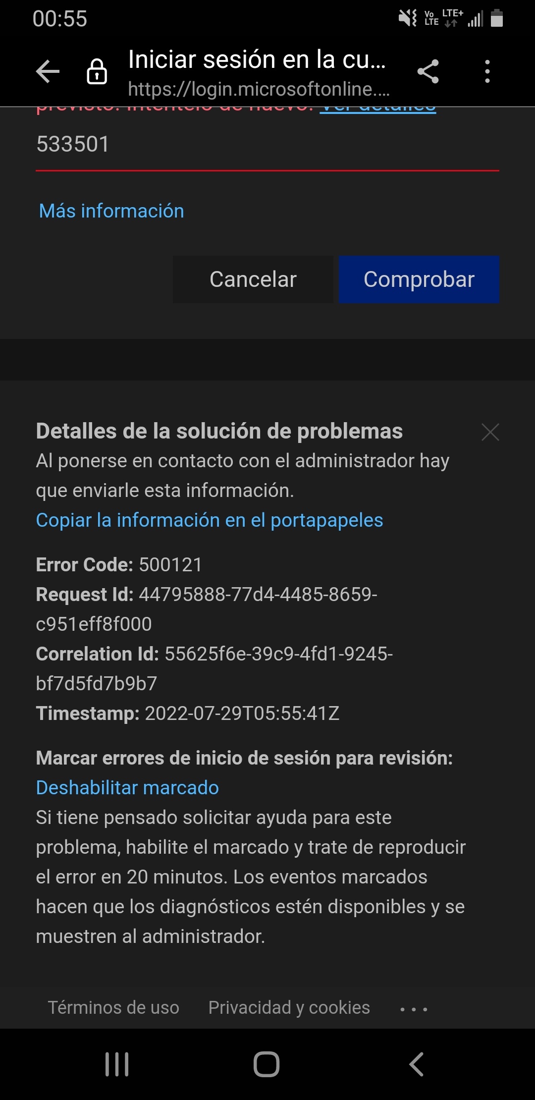 No puedo acceder a mi cuenta!!!!! Error 500121 Authenticator ...