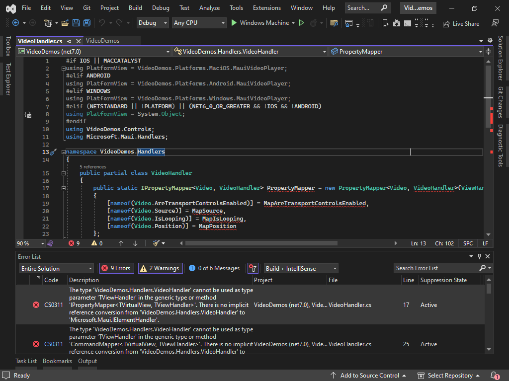How do i fix errors when targeting net7.0 tfm when using handlers in ... How do i fix errors when targeting net7.0 tfm when using handlers in ...