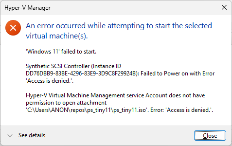 Hyper-V Manager can't use ISO after it's updated - Microsoft Q&A