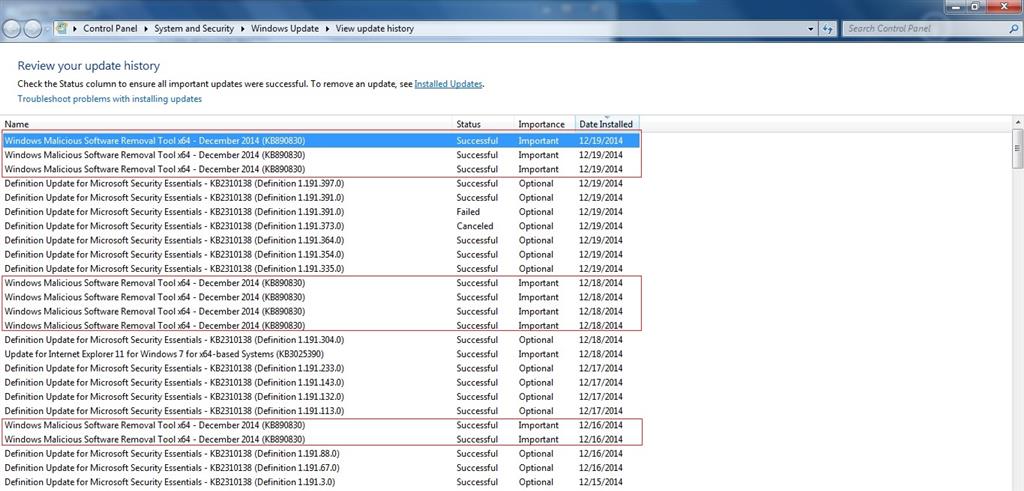 The Update "Windows Malicious Software Removal Tool x64 - December 2014 ...