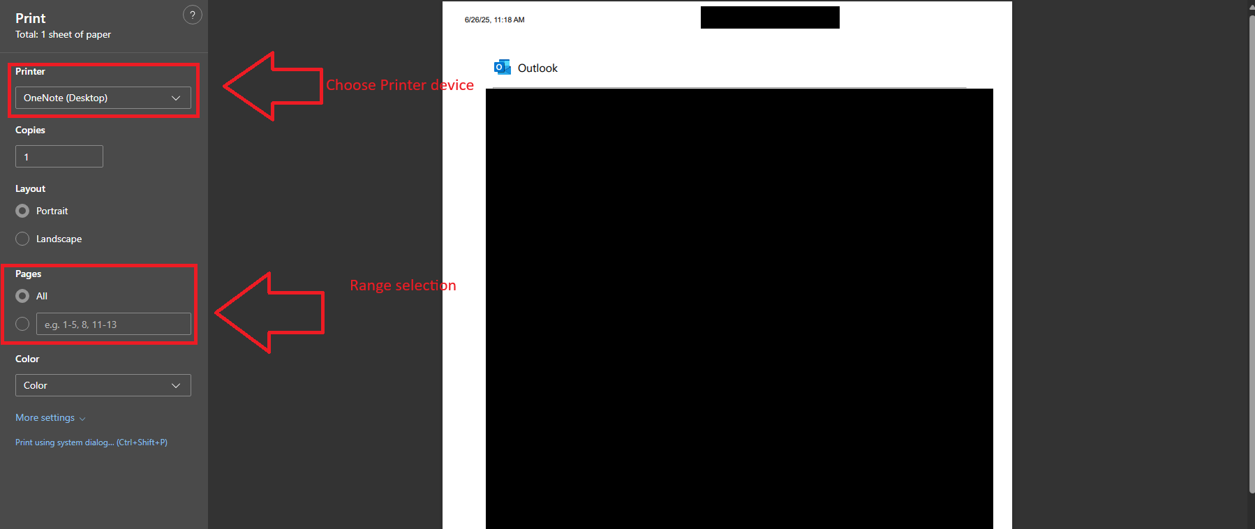 I can only print the first page of an email - Microsoft Q&A