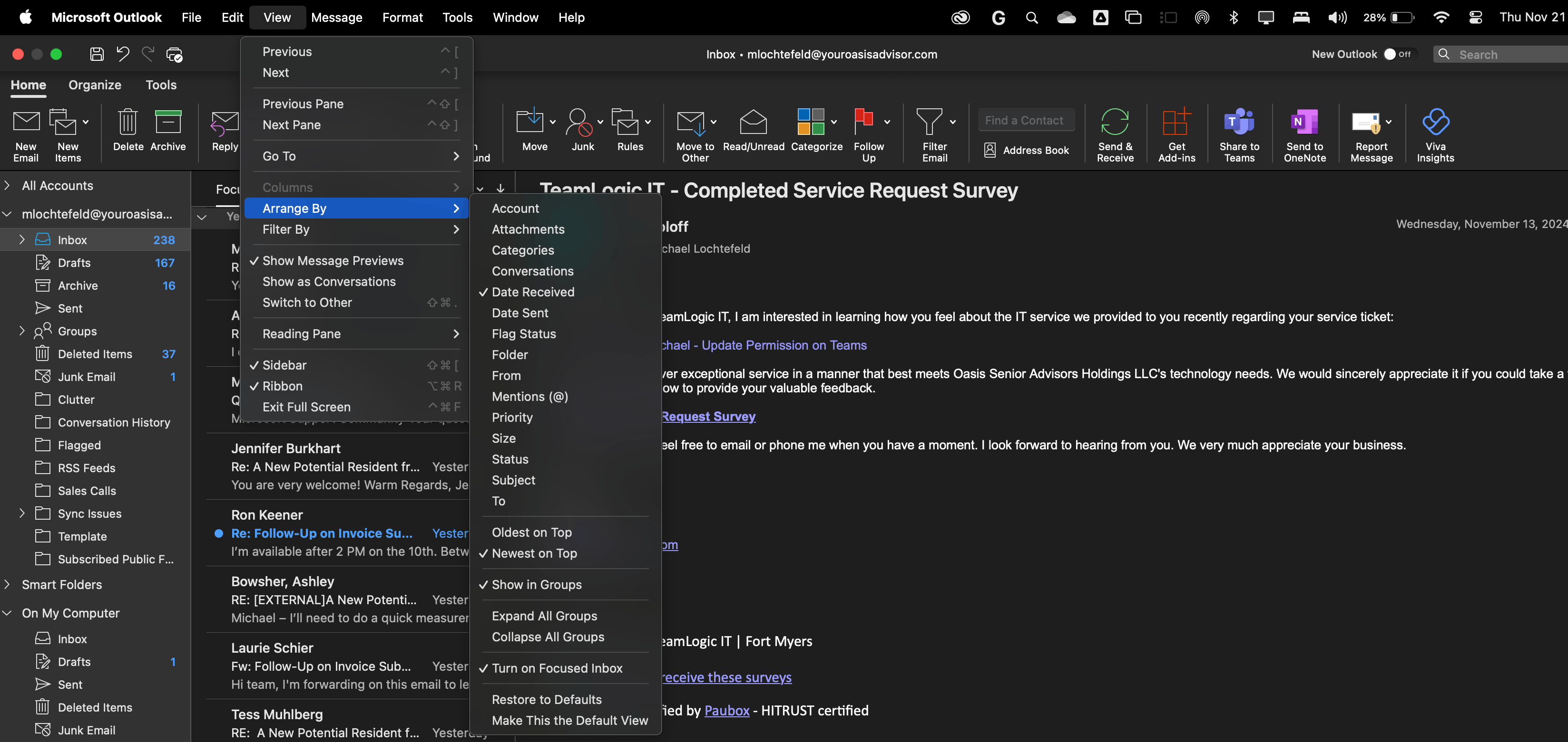 Outlook Grouping and Sorting - Microsoft Q&A