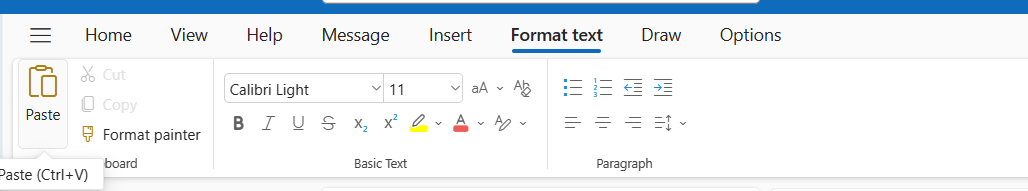 Paste Special in new outlook is missing - Microsoft Q&A