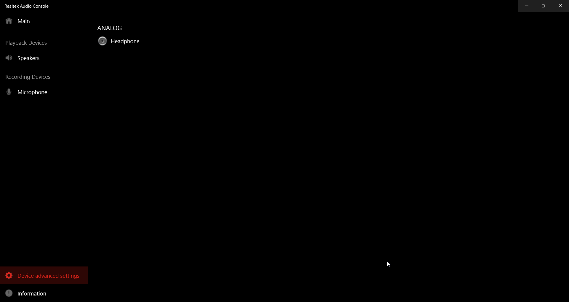In Realtek Audio Console why doesn't the option to select Headphones ...