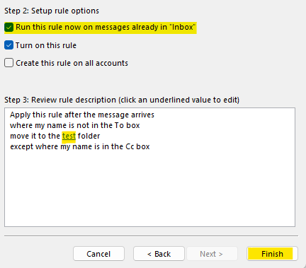 Want to create Outlook rule: all received messages with no one in "To" field sent to separate ...