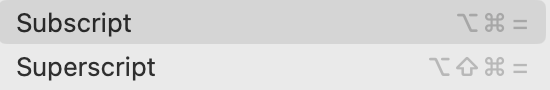 Shortcut for superscript and subscript for onenote on Mac - Microsoft Q&A