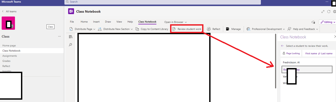 Teams Class Notebook - Review student work - Microsoft Q&A