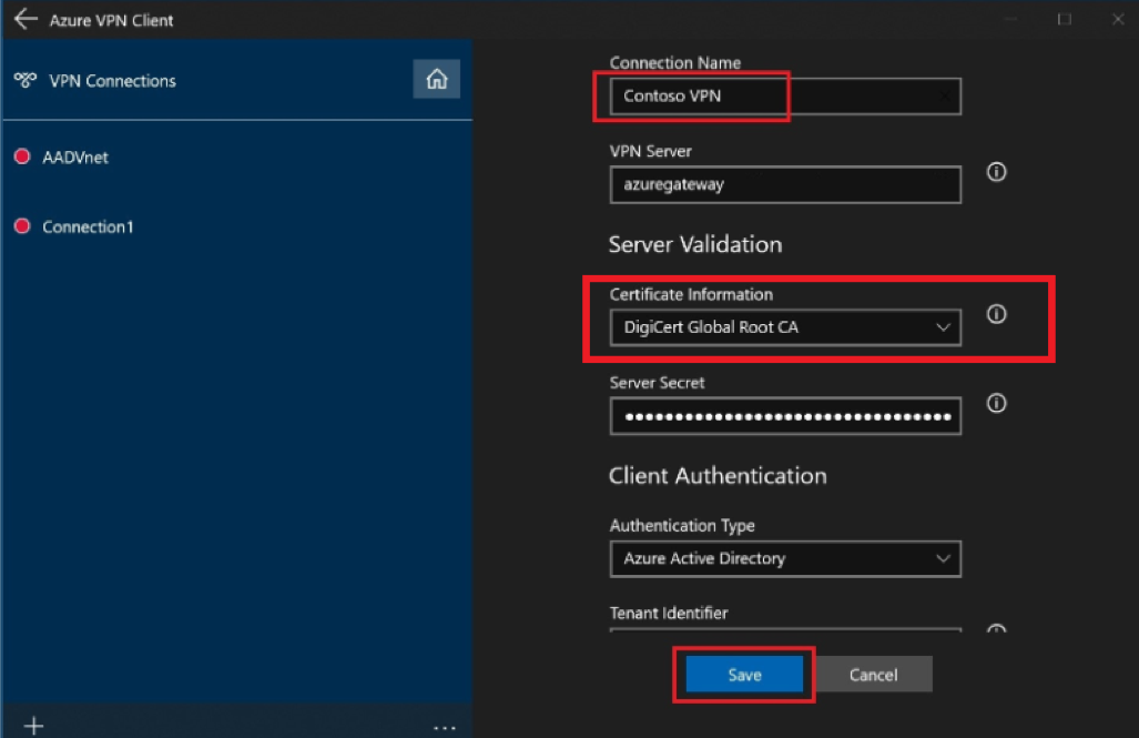 How can i fix a problem with azure client vpn for imported file ...