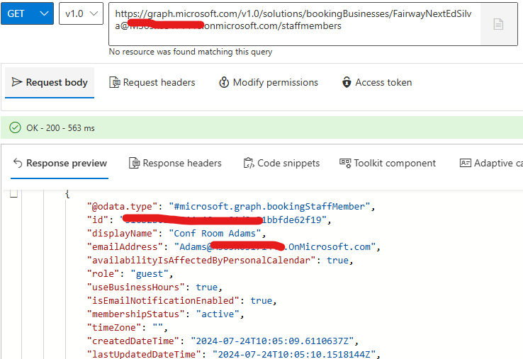 command https://graph.microsoft.com/v1.0/solutions/bookingBusinesses/{bookingBusiness-id ...