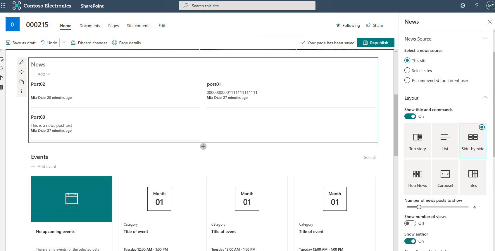 Sharepoint news article posts in a different news section. - Microsoft Q&A