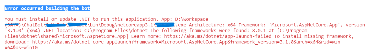 Bot Framework Composer - Start Bot Failure Output - Microsoft Q&A Bot Framework Composer - Start Bot Failure Output - Microsoft Q&A