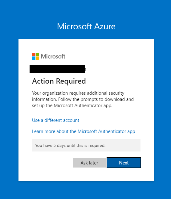 Keep getting challenged to complete setting up MFA for Azure Portal Access - Microsoft Q&A