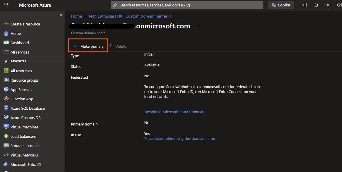 How to remove a custom domain name from a azure tenant account ...