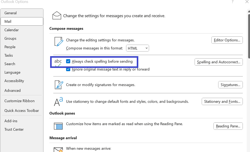 How to set outlook to automatically spell check email - Microsoft Q&A