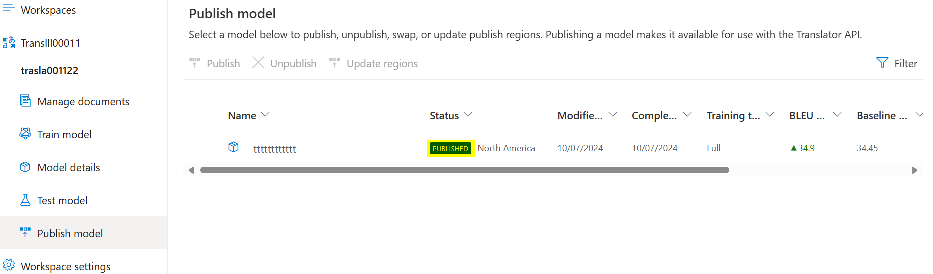 Why my custom translator can not be published for using? - Microsoft Q&A