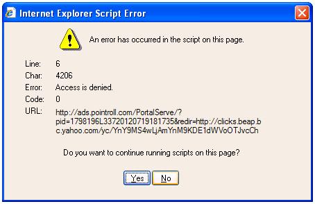 Web Query: how to avoid IE script error? - Microsoft Q&A