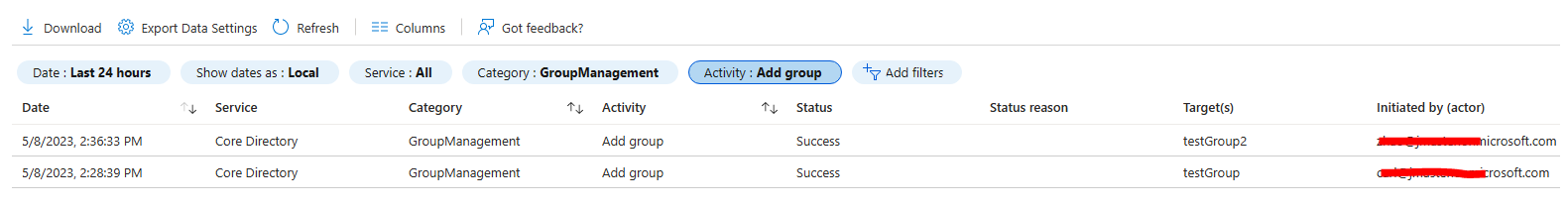 Count the number of groups created with the help of a service account ...