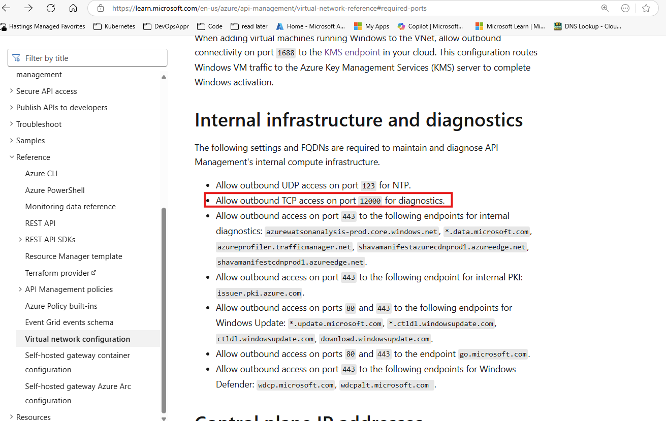 Internal APIM calling out on TCP Port 12000, but there is no destination defined in the ...