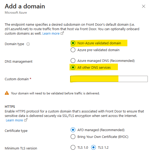 Google Domain to Azure Front Door Domain. - Microsoft Q&A
