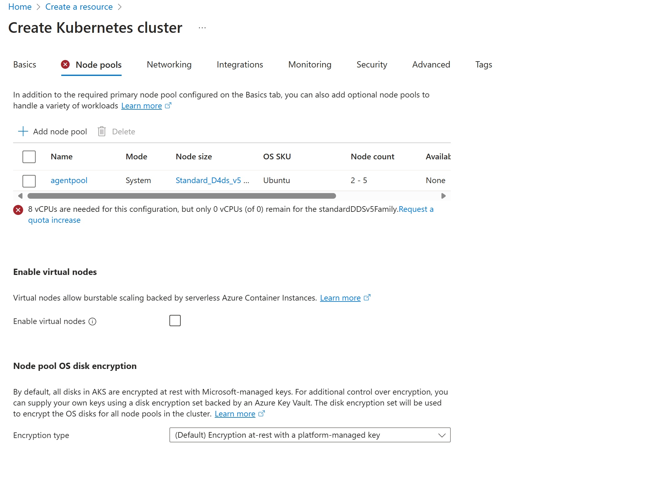 Aks Cluster Creation Issue No Primary Node Pool On Basics Tab Microsoft Qanda