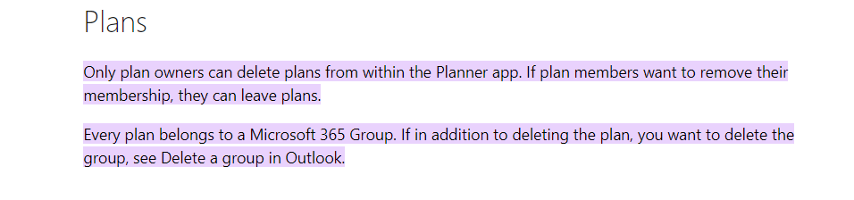 In Microsoft Planner App only owner can delete the plan but in my case ...
