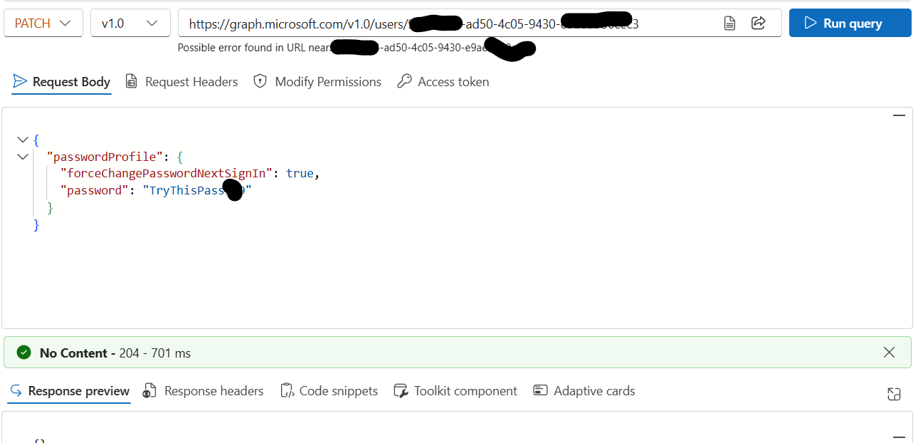 Graph Api For Reset The Password For User Is Not Working As Expected Microsoft Qanda