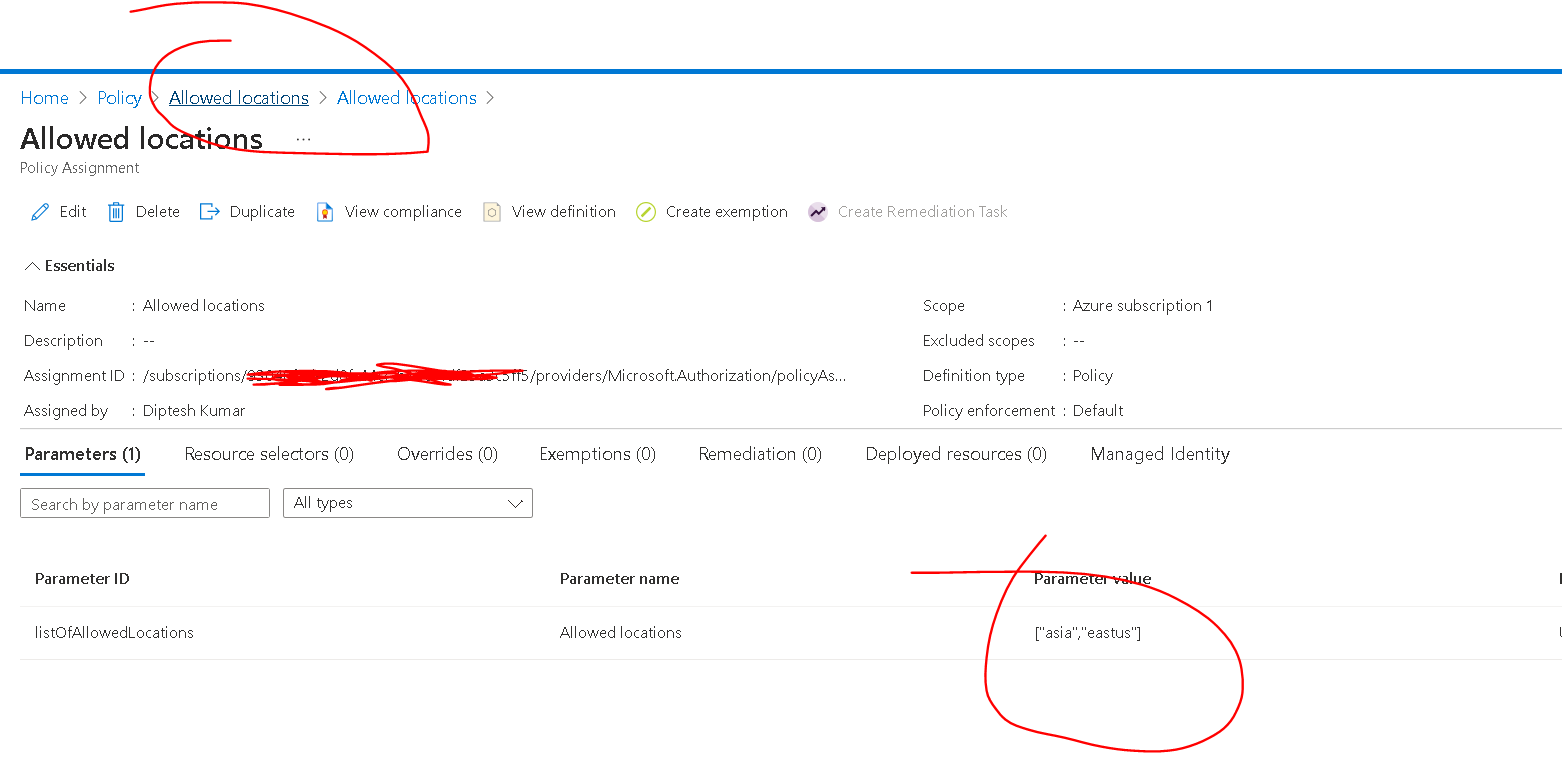 Azure Policy on location is not effecting to resource group - Microsoft Q&A