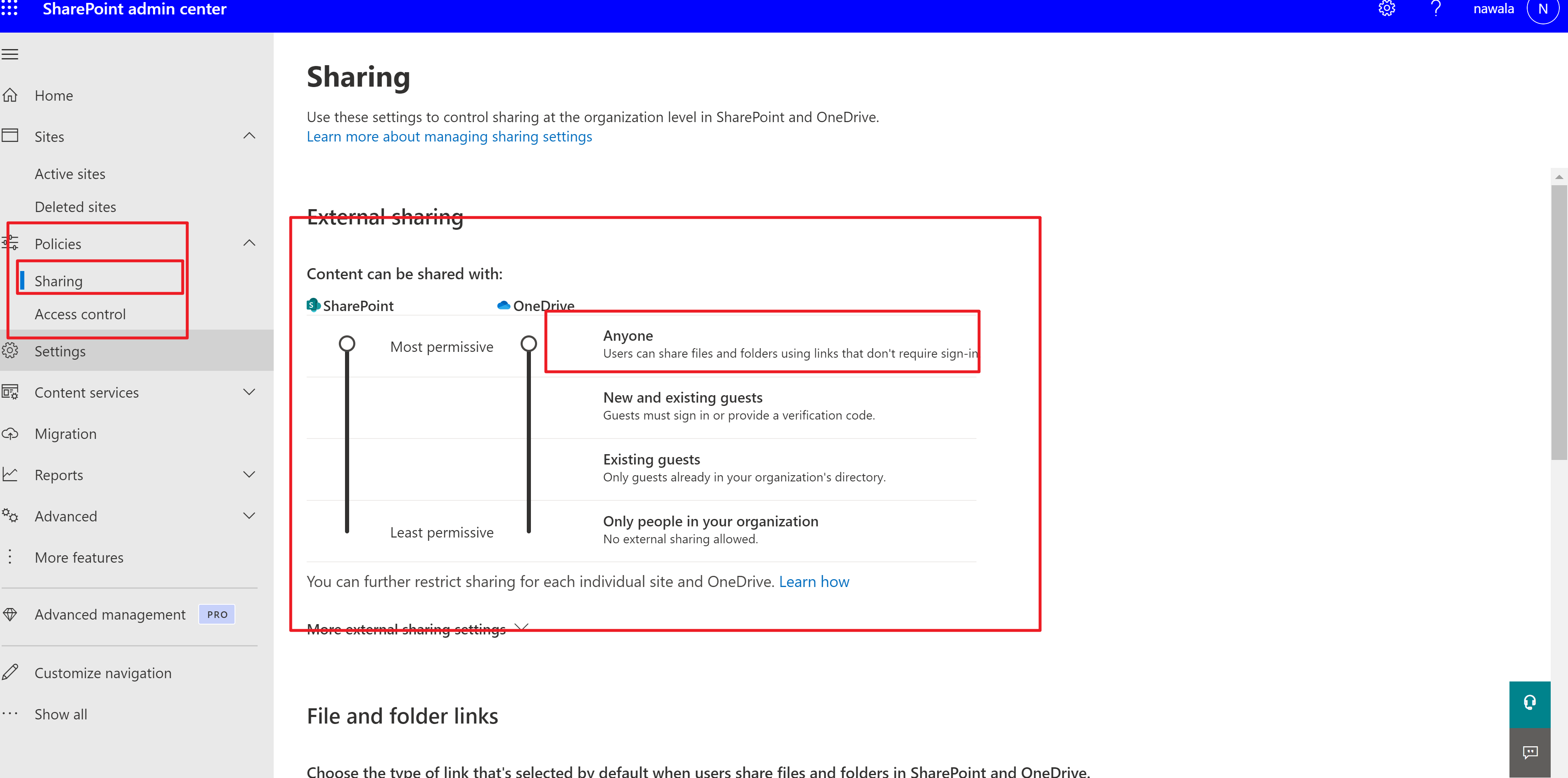 Sharepoint site permission "Share with anyone" - Microsoft Q&A