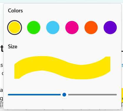 Snipping Tool Resize dots hiding behind eraser and highlighter ...