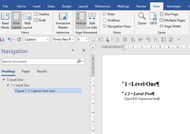 Captions displayed in navigation panel - Microsoft Q&A
