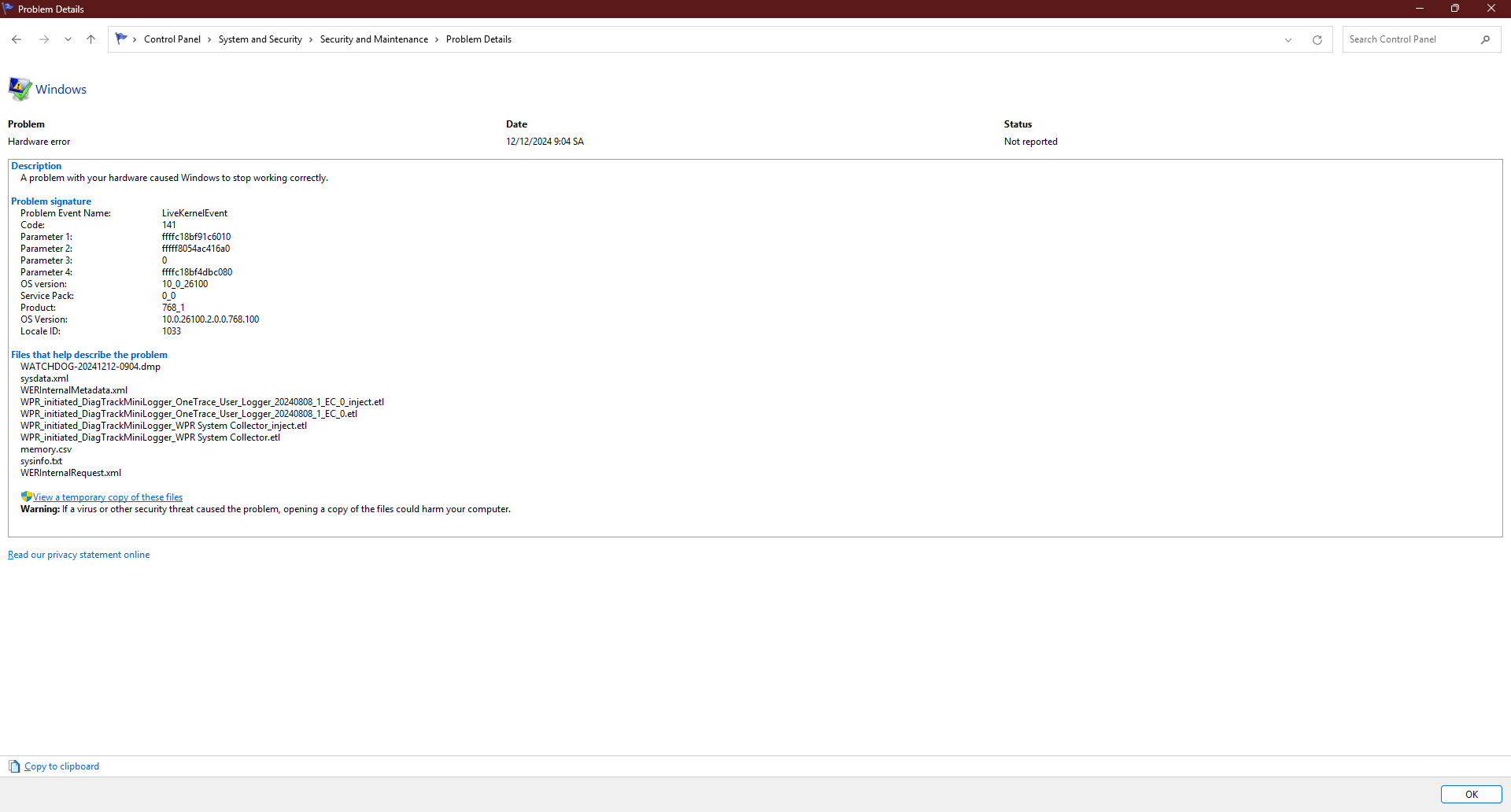 Windows Hardware Error - Microsoft Q&A