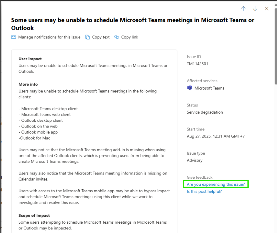 Teams link not being generated - Microsoft Q&A