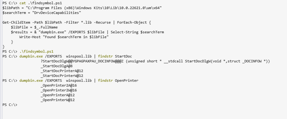 How to use DrvDeviceCapabilities in winddiui.h (WITH winspool.lib added but LNK2019 unresolved ...