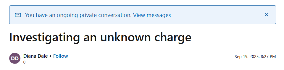 Investigating an unknown charge - Microsoft Q&A