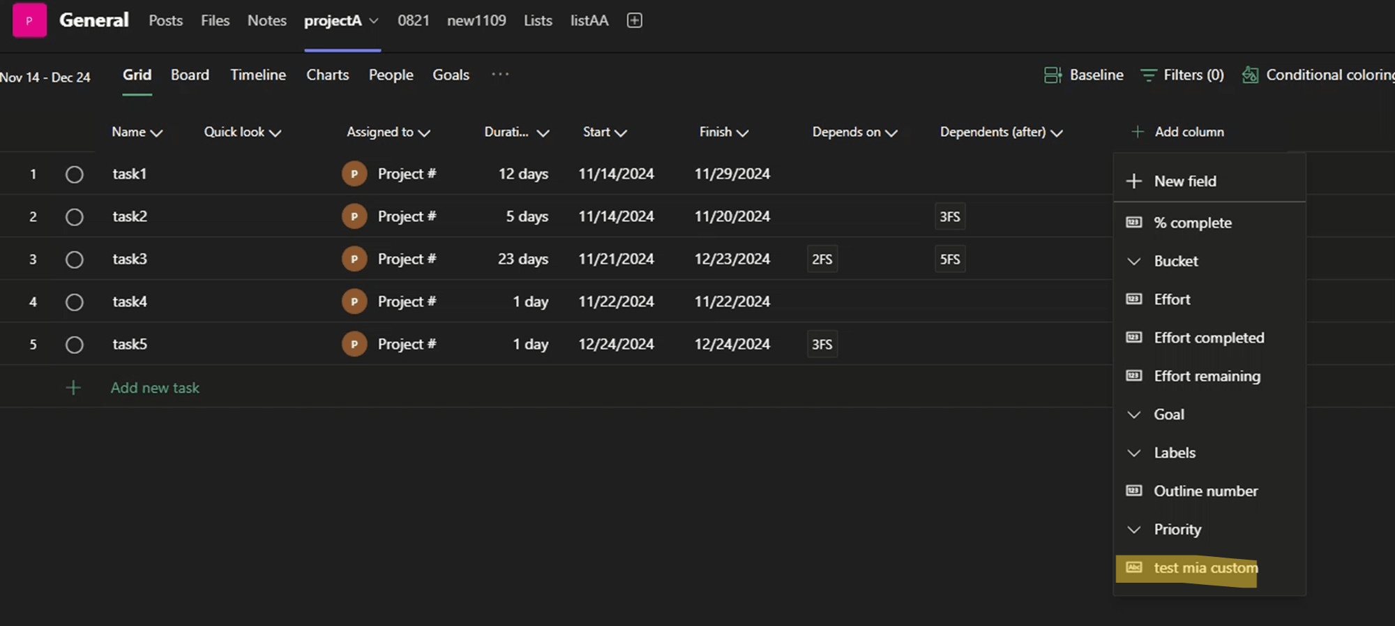 Cannot Unhide Custom Fields in MS Planner Premium Grid View - Microsoft Q&A
