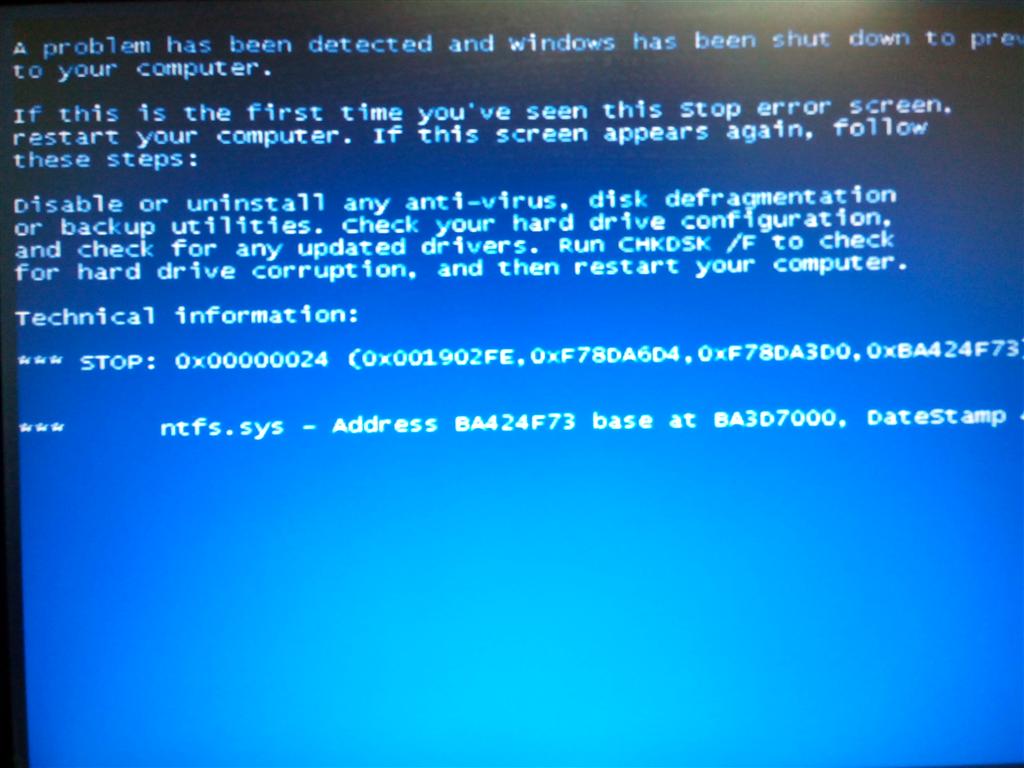 bsod 0x00000024 - Microsoft Q&A