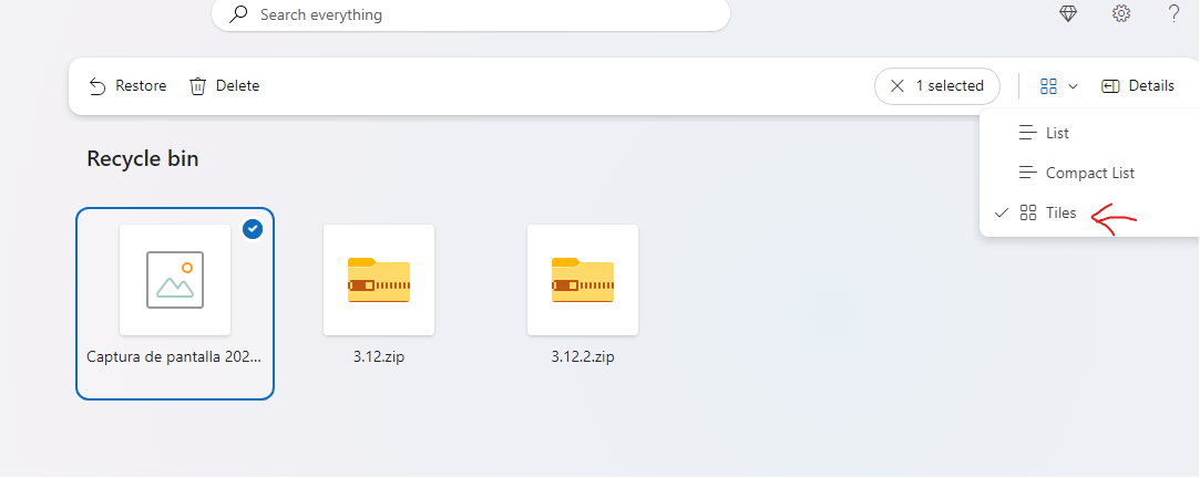 Onedrive recycle bin does not display images just blank tile. How do I ...