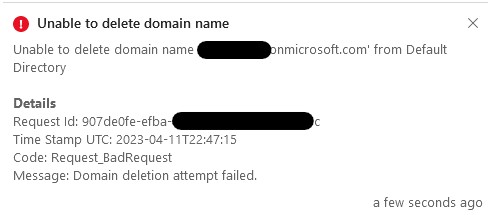 How to delete custom domain name from Azure Active Directory - Microsoft Q&A
