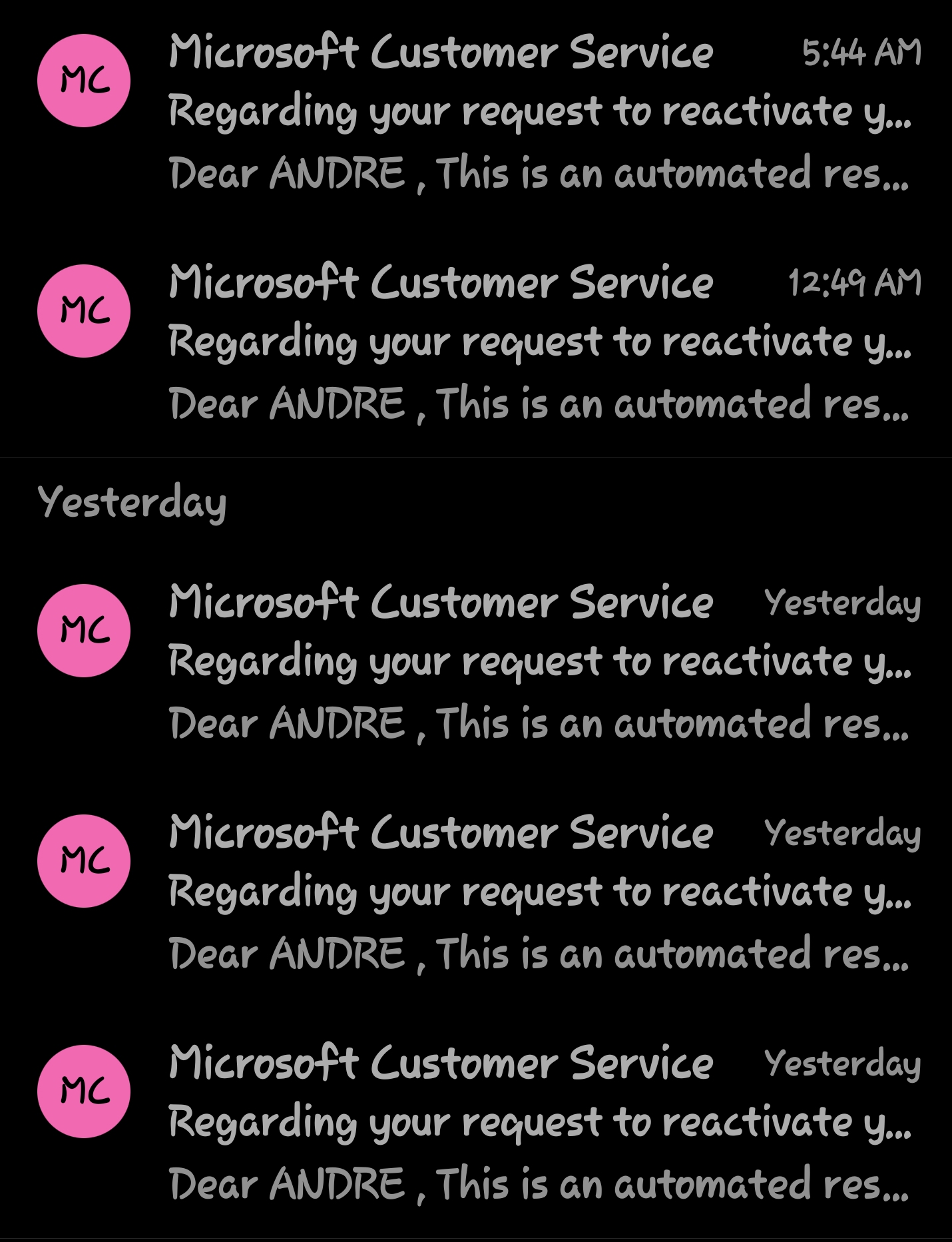 Receiving Reactivation Notices After Reinstatement Microsoft Qanda