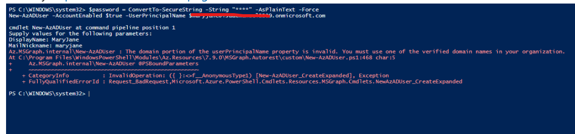 Issues adding new users to Entra ID with Powershell - Microsoft Q&A