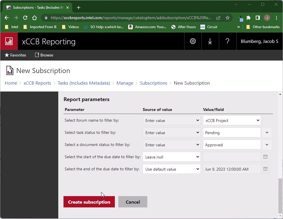 When Subscribing To A Report Via Ssrs 2019 When A User Select Leave Null As The Value For A