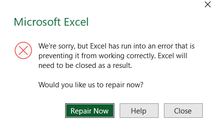 I keep getting an error when I try and use an old excel sheet ...