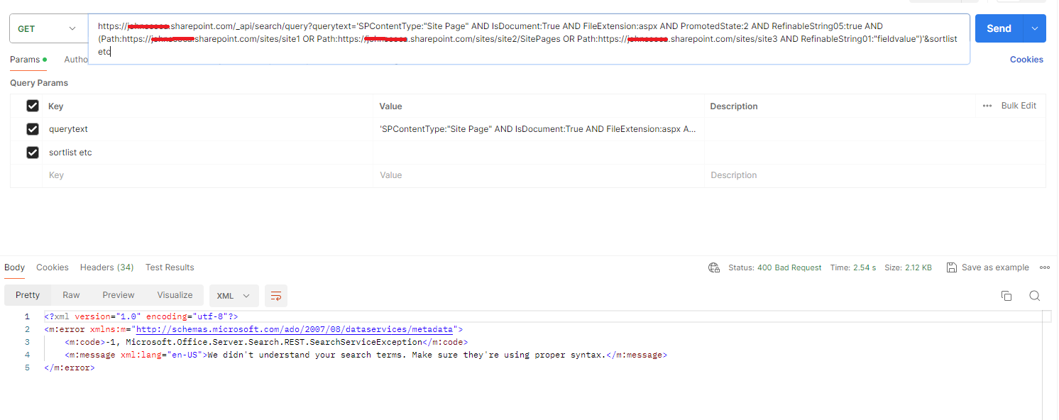 Microsoft.Office.Server.Search.REST.SearchServiceException error when using SharePoint Search ...